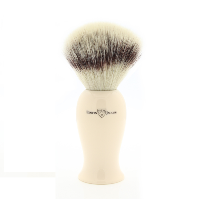 Edwin Jagger Imitation Ivory Synthetic Silver Tip Shaving Brush (Deluxe)