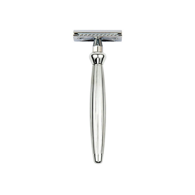 Edwin Jagger Bulbous Lined DE Safety Razor & Feather Blades (Closed Comb)