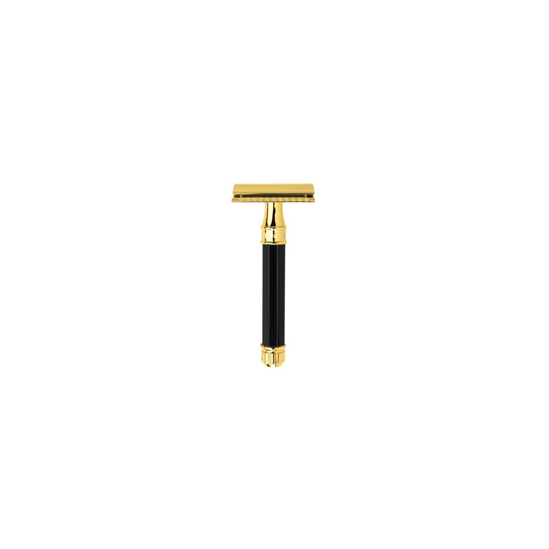 Edwin Jagger DE86 Double Edge Safety Razor Octagonal Black & Gold
