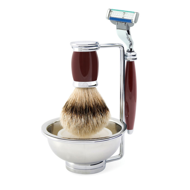 Edwin Jagger Gillette® Mach3® Razor Shaving Set Bulbous Red 4pc