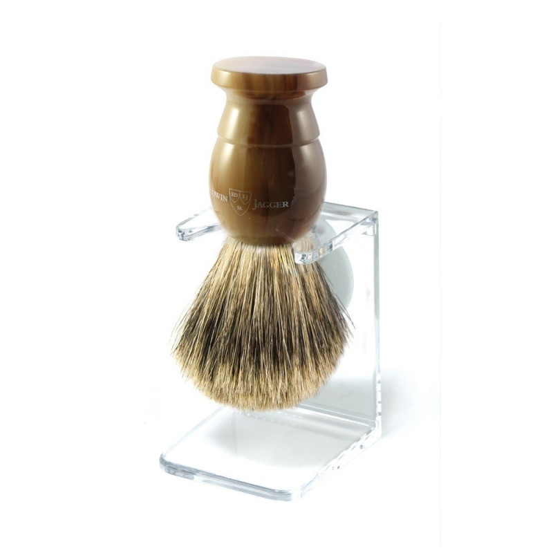 Edwin Jagger Imitation Light Horn Best Badger Shaving Brush with Stand