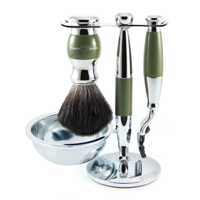Edwin Jagger Gillette® Mach3® Razor Shaving Set Green & Chrome 4pc ...