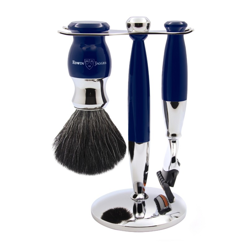 Edwin Jagger 37 Range 3pc Gillette® Fusion® Razor Shaving Set Dark Blue ...