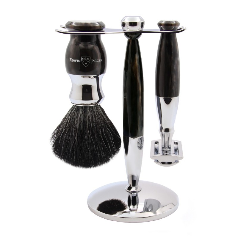 Edwin Jagger 37 Range 3pc DE Safety Razor Shaving Set Imitation Black ...